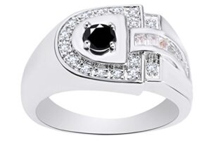 affy round white cubic zirconia d shape fashion ring 925 sterling silver