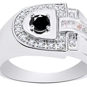 AFFY Round White Cubic Zirconia D Shape Fashion Ring 925 Sterling Silver