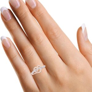 AFFY Sterling Silver Diamond Heart Ring (1/20 cttw, I-J Color, I3 Clarity)