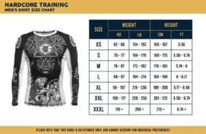 hardcore training men's rash guard compression long sleeve jiu jitsu, mma no-gi, tight bjj grappling base layer combat