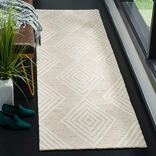 SAFAVIEH Blossom Collection 8' x 10' Beige/Ivory BLM111B Handmade Premium Wool Area Rug