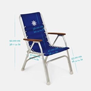 FORMA MARINE Boat Chairs High Back Off-White Deck Folding Marine Aluminum Teak Furniture Set of 2 M150W