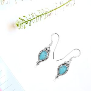 Shop LC Turquoise Dangle Earrings - Western Dangling Earrings in 925 Sterling Silver for Women - Handmade Orange Spiny Oyster & Blue Green Turquoise Southwestern Drop EarringsJewelry Birthday Gifts