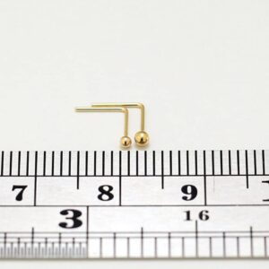 14K Yellow Gold Plain Ball Top 22 Gauge L Bend Nose Stud Piercing