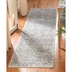 safavieh charleston collection area rug - 8' x 10', navy & light grey, oriental distressed design, non-shedding & easy care, ideal for high traffic areas in living room, bedroom (chl413n)