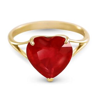 Galaxy Gold GG 14k Yellow Solid Gold Ring 10.0 mm 4.30 ct Heart Ruby 5663Y