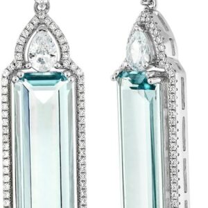 Gem Stone King 925 Sterling Silver Simulated Aquamarine Art Deco Dangle Earrings For Women (12.00 Cttw, 2 Inch)