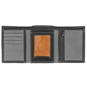 Timberland PRO Men's Canvas Leather RFID Trifold Wallet with Zippered Pockets