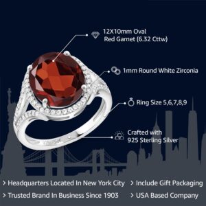 Gem Stone King 925 Sterling Silver 12X10MM Oval Gemstone Birthstone Halo Engagement Ring | Wedding Anniversary Promise Ring For Women | Available In Size 5,6,7,8,9