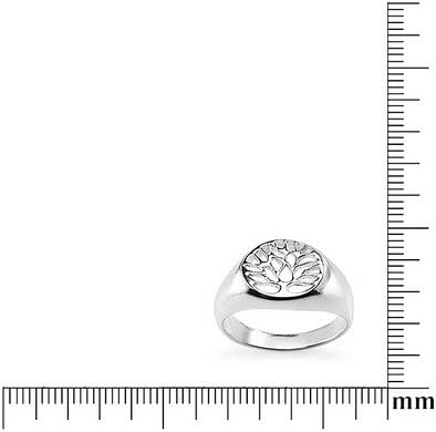 SILVERLINE JEWELRY - 925 Sterling Silver Celtic Tree Of Life Round Signet Biker Band Ring | Sizes 5-13