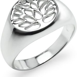 SILVERLINE JEWELRY - 925 Sterling Silver Celtic Tree Of Life Round Signet Biker Band Ring | Sizes 5-13