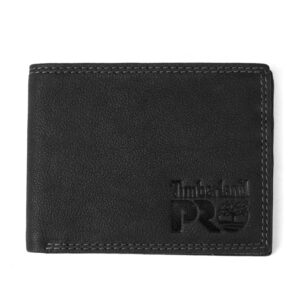 Timberland PRO Men's Slim Leather RFID Bifold Wallet with Back ID Window