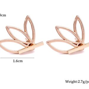 9 Pairs Rose Gold Silver Hollow Lotus Flower Earrings Simple Chic Crystal Pearl Turquoise Stud Earrings Set