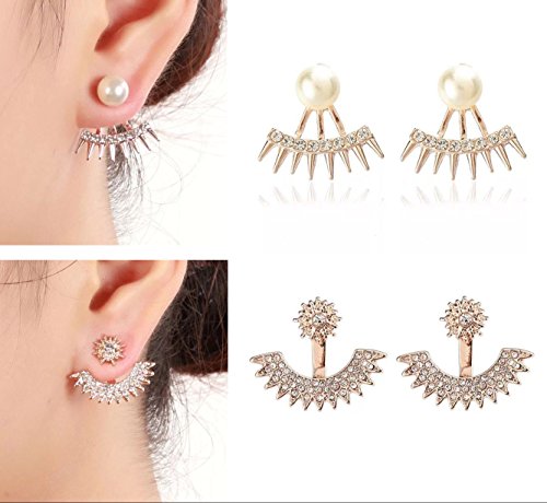 9 Pairs Rose Gold Silver Hollow Lotus Flower Earrings Simple Chic Crystal Pearl Turquoise Stud Earrings Set