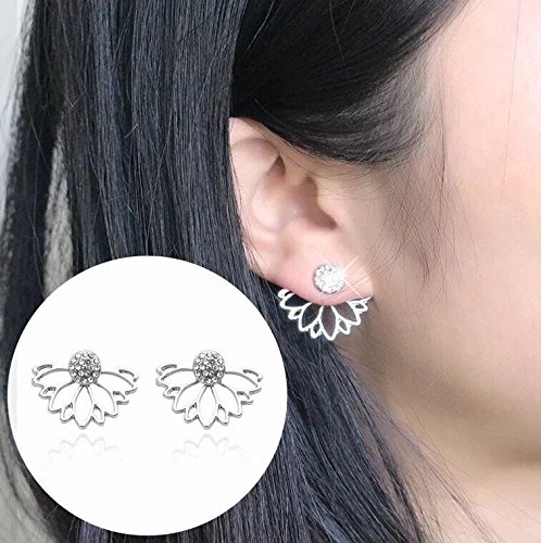 9 Pairs Rose Gold Silver Hollow Lotus Flower Earrings Simple Chic Crystal Pearl Turquoise Stud Earrings Set