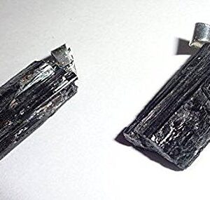 1pc Raw Black Tourmaline Rough Natural Free Form Crystal Healing Gemstone Pendant with Metal Bail Loop