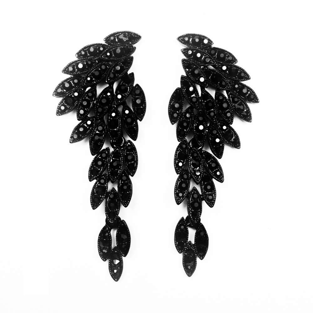 Art Deco 1920's Great Gatsby Angel Wings Eagle Wings Gothic Earrings Rhinestone Retro Statement Earrings Dangling Earrings Chandelier Long Drop Earrings for Women