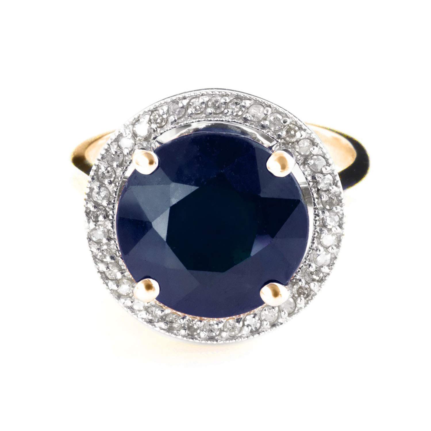 Galaxy Gold GG 14k. SOLID GOLD RING HALO DESIGN WITH NATURAL DIAMONDS & SAPPHIRE