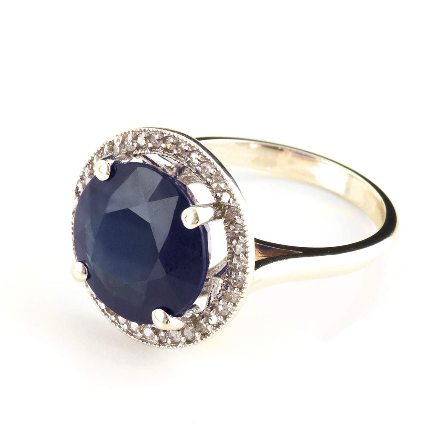 Galaxy Gold GG 14k. SOLID GOLD RING HALO DESIGN WITH NATURAL DIAMONDS & SAPPHIRE