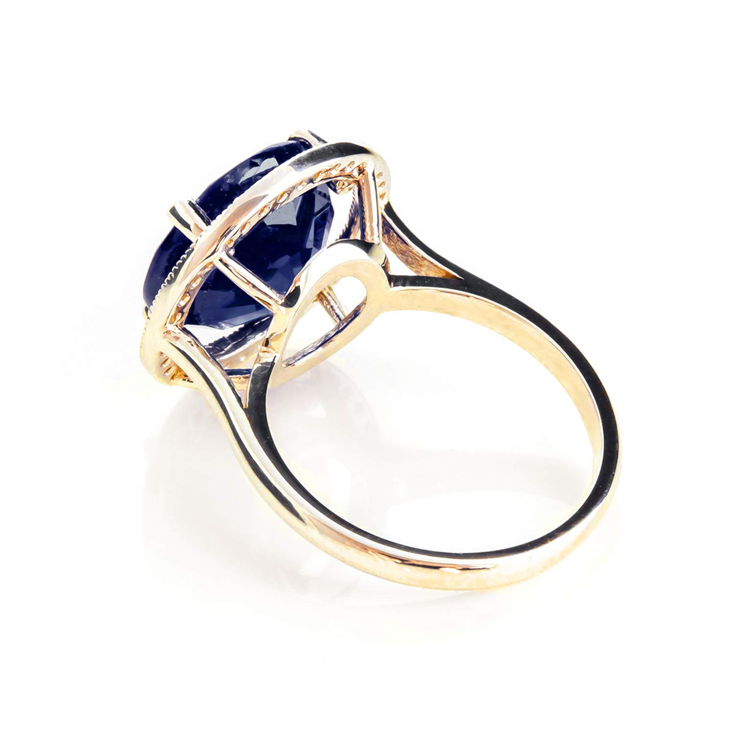 Galaxy Gold GG 14k. SOLID GOLD RING HALO DESIGN WITH NATURAL DIAMONDS & SAPPHIRE