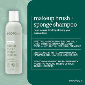 EcoTools Makeup Brush & Sponge Shampoo - Fragrance-Free Cleanser for Brushes, Sponges & Puffs, No Harsh Chemicals, Vegan & Cruelty-Free, 6 fl.oz./ 177 ml, 2 Count