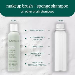 EcoTools Makeup Brush & Sponge Shampoo - Fragrance-Free Cleanser for Brushes, Sponges & Puffs, No Harsh Chemicals, Vegan & Cruelty-Free, 6 fl.oz./ 177 ml, 2 Count