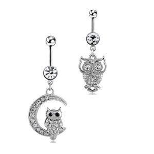 stainless steel sexy owl dangle belly button rings for men women girls body piercing jewelry set