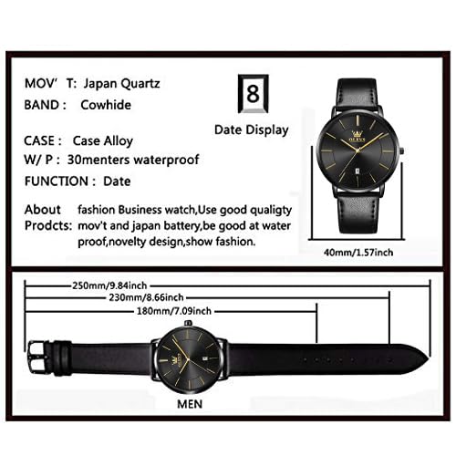 OLEVS Mens Watches with Leather Band Mens Leather Watch Classic Dress Luxury Watches for Men Waterproof Classy Quartz Analog Casual Watches Minimalist Simple Wristwatch relojes para Hombres