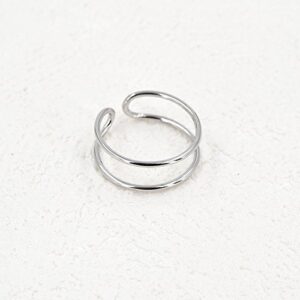 LEMON GRASS Sterling Silver Simple Band Ring Open Ring Ajustable Wide Band Line Rings