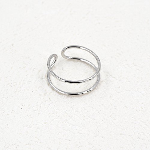 LEMON GRASS Sterling Silver Simple Band Ring Open Ring Ajustable Wide Band Line Rings