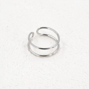 LEMON GRASS Sterling Silver Simple Band Ring Open Ring Ajustable Wide Band Line Rings