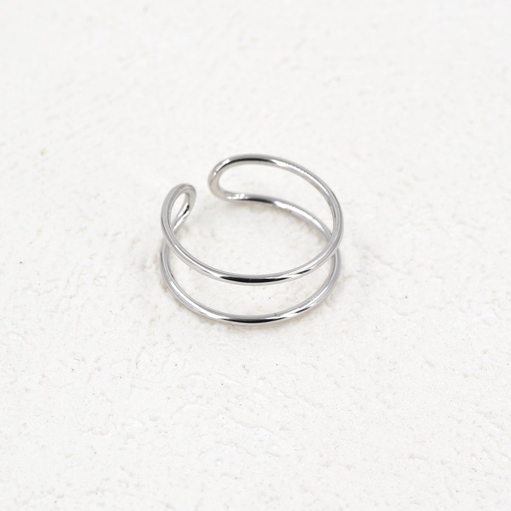 LEMON GRASS Sterling Silver Simple Band Ring Open Ring Ajustable Wide Band Line Rings