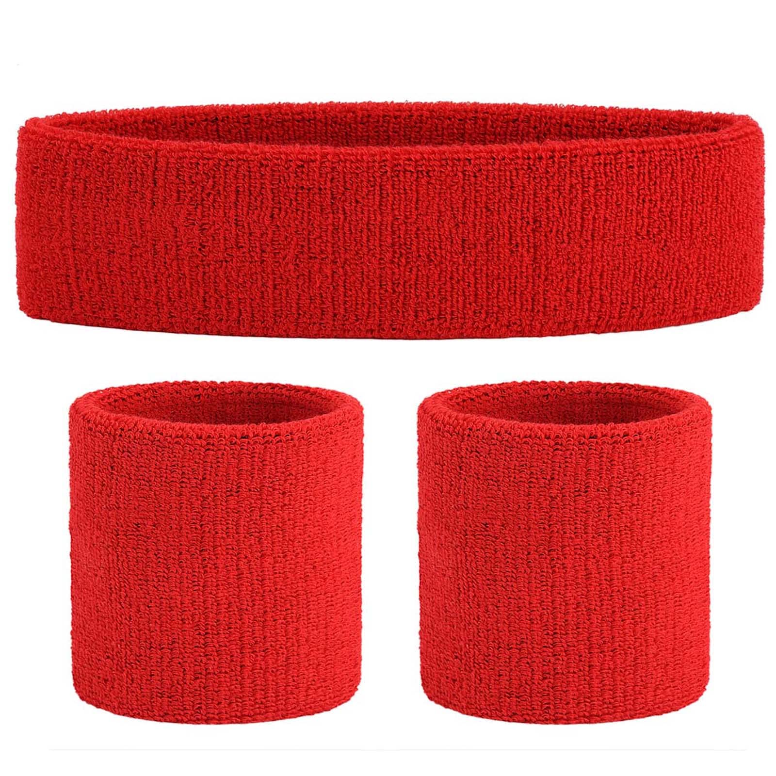 ONUPGO Sweatband Set Sports Headband Wristband Set Sweatbands Terry Cloth Wristband Wrist Sweatband Headbands Moisture Wicking Sweat Absorbing Head Band