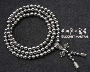 108 destiny nepal prayer full metal buddism bead mala necklace (full stainless steel)