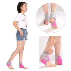 Sport Unisex Child Ankle Brace, Fitness Adjustable Breathable Non Slip Sleeve Double Hook Loop Compression Ankle Support Wraps for Sport, Ankle Sprain, Injury Recovery