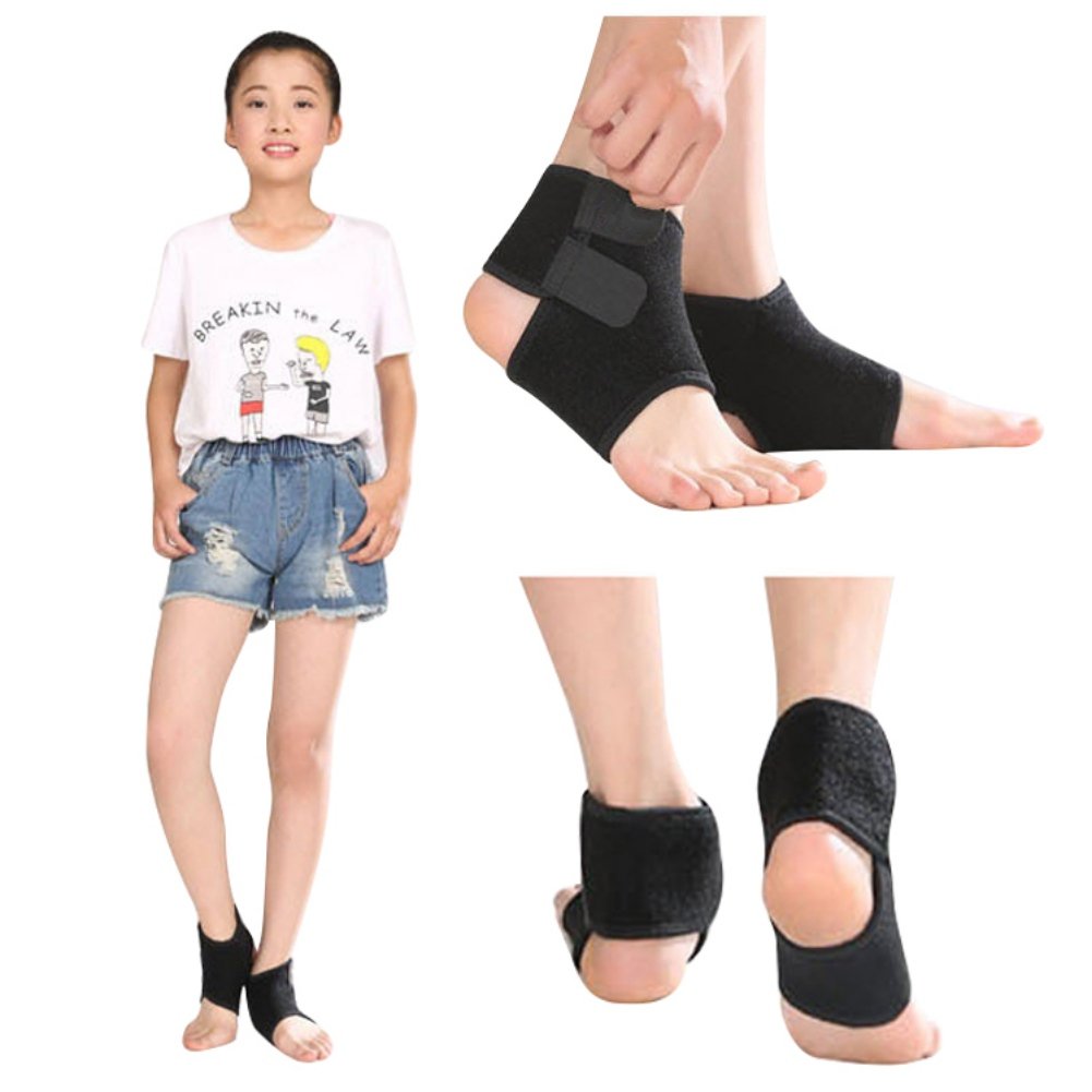 Sport Unisex Child Ankle Brace, Fitness Adjustable Breathable Non Slip Sleeve Double Hook Loop Compression Ankle Support Wraps for Sport, Ankle Sprain, Injury Recovery