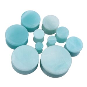 amazonite natural organic stone ear tunnels plugs stretcher flesh expander gauges earrings aventurine double flared body piercings jewelry