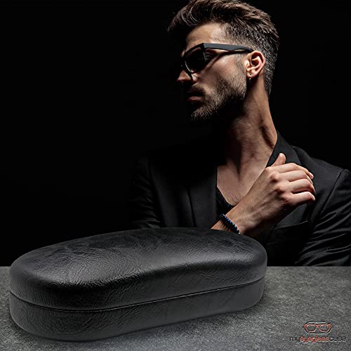 MyEyeglassCase - Large Sunglasses Case - Hard Glasses Case Holder w/Pouch & Cloth - Eyeglass Case Aviator Frames Men & Women