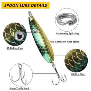 Fishing Lures Kit Rooster Bait Tail Lures Spinner Baits Trout Lures Spoon Lures Hard Metal Bait Crankbaits Spinner Lures Fishing Lures for Pike Bass Trout Salmon Crappie Walleye Fishing