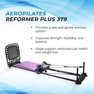 AeroPilates Reformer Plus 379 - Pilates Reformer Workout Machine for Home Gym - Cardio Fitness Rebounder - Up to 300 lbs Weight Capacity