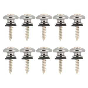 Tbest 10Pcs Mushrooms Head Guitar Strap Buttons Strap Locks Metal End Pin with Screw for Ukulele Electric Bass Silver, Black, Gold(Silver)