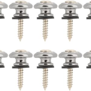 Tbest 10Pcs Mushrooms Head Guitar Strap Buttons Strap Locks Metal End Pin with Screw for Ukulele Electric Bass Silver, Black, Gold(Silver)