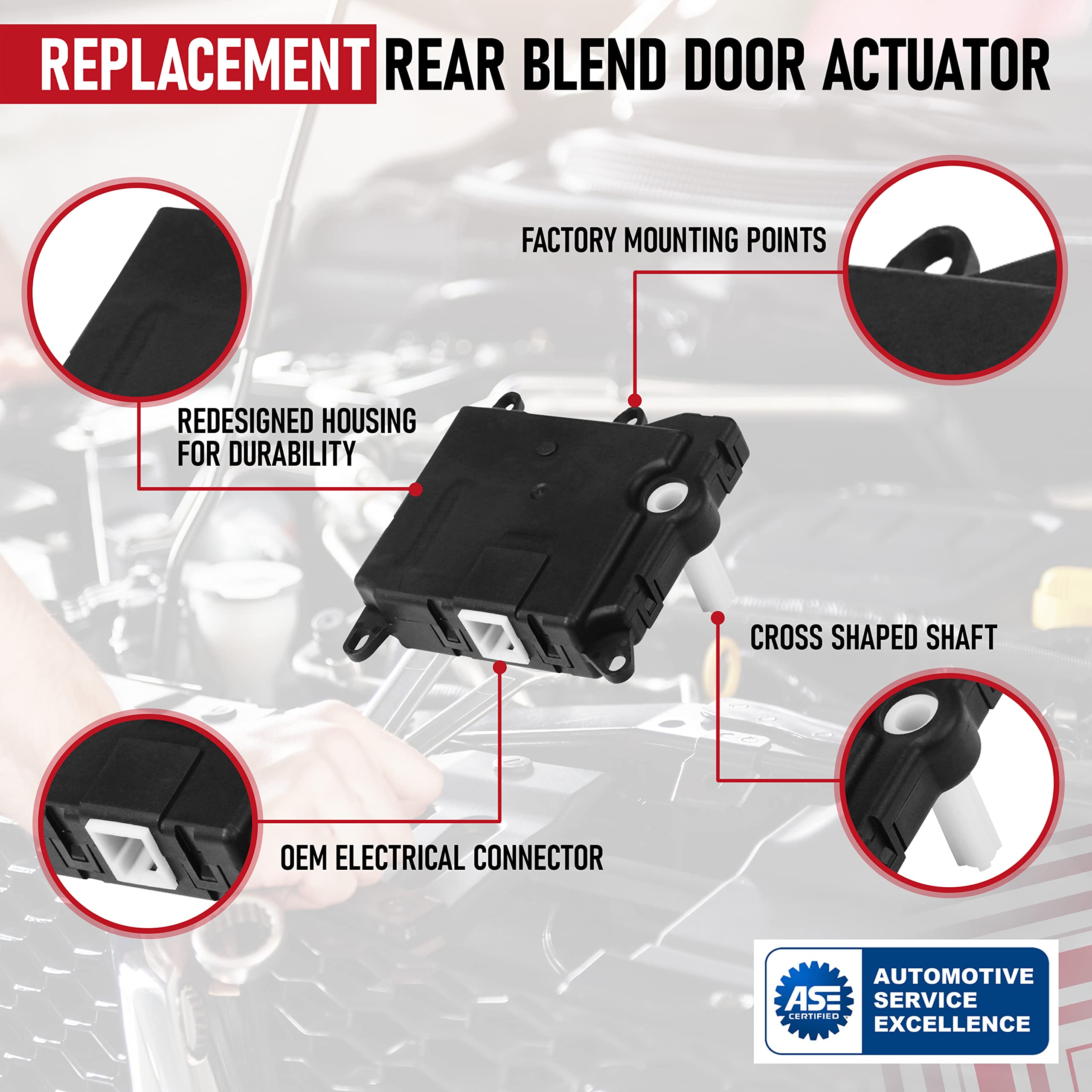 Rear Blend Door Actuator - 604-213, 1L2Z19E616BA, YH-1743 - Compatible with Ford, Lincoln & Mercury SUVs - Expedition, Explorer, Navigator, Mountaineer & Aviator - HVAC Mode Temperature Control