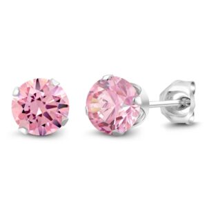 Gem Stone King 925 Sterling Silver Round 6MM Gemstone Birthstone Stud Earrings For Women