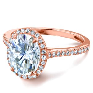 kobelli oval moissanite halo engagement ring 2 1/4 ctw 14k rose gold