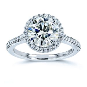 Kobelli Round Brilliant Forever One Moissanite Halo Engagement Ring 2 1/6 CTW 14k White Gold (DEF/VS, GH/I)