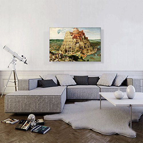 ARTCANVAS The Great Tower of Babel 1563 Canvas Art Print Stretched Framed Painting Picture Poster Giclee Wall Decor by Pieter Bruegel the Elder - 40" x 26" (0.75" Deep)