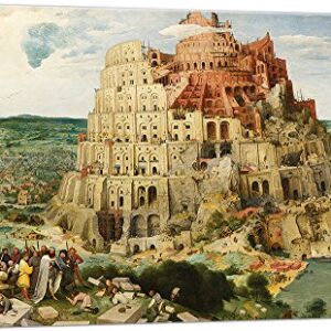 ARTCANVAS The Great Tower of Babel 1563 Canvas Art Print Stretched Framed Painting Picture Poster Giclee Wall Decor by Pieter Bruegel the Elder - 40" x 26" (0.75" Deep)