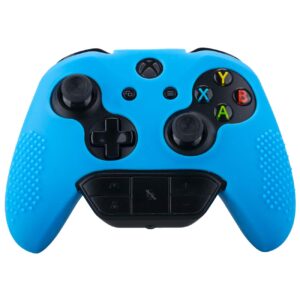 9cdeer 1 piece of studded protective silicone cover skin sleeve case + 8 thumb grips analog caps for xbox one/s/x controller blue compatible with official stereo headset adapter