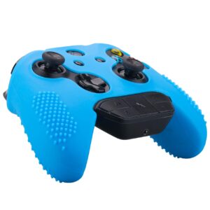 9CDeer 1 Piece of Studded Protective Silicone Cover Skin Sleeve Case + 8 Thumb Grips Analog Caps for Xbox One/S/X Controller Blue Compatible with Official Stereo Headset Adapter